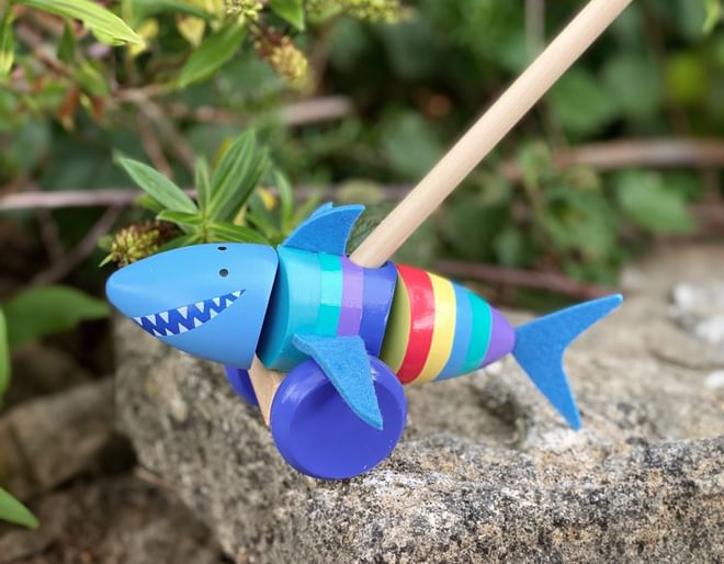 Stripy Shark - Wooden Push Along