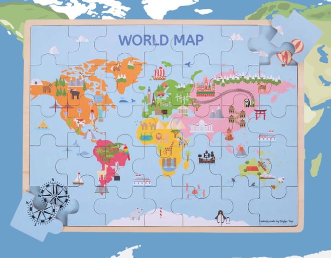World Map Insert Puzzle - 35 Pieces