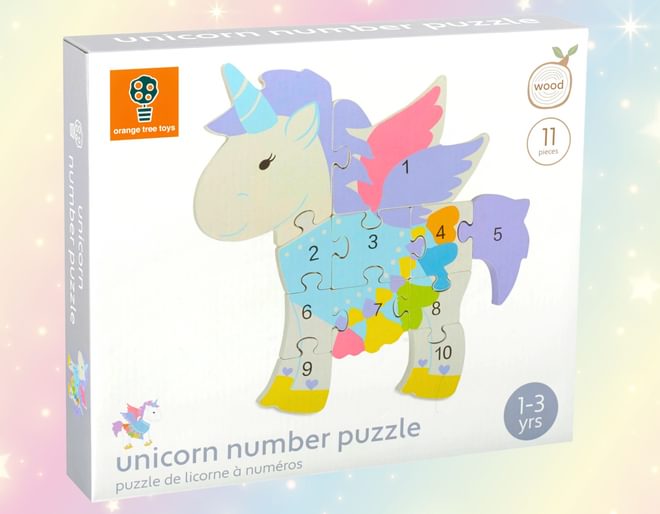 Unicorn - Wooden Number Puzzle